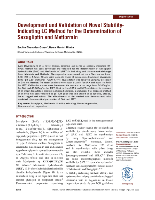 (PDF) Development and Validation of Novel Stability- Indicating LC Method for the Determination ...