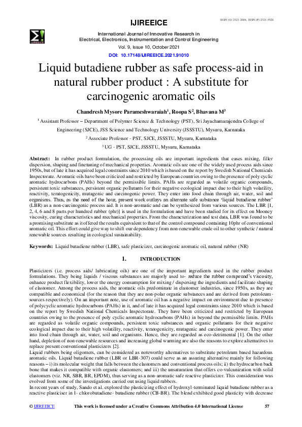 (PDF) Liquid butadiene rubber as safe process-aid in natural rubber ...