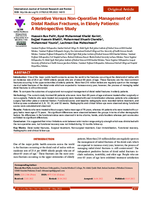 (PDF) Operative Versus Non-Operative Management of Distal Radius ...