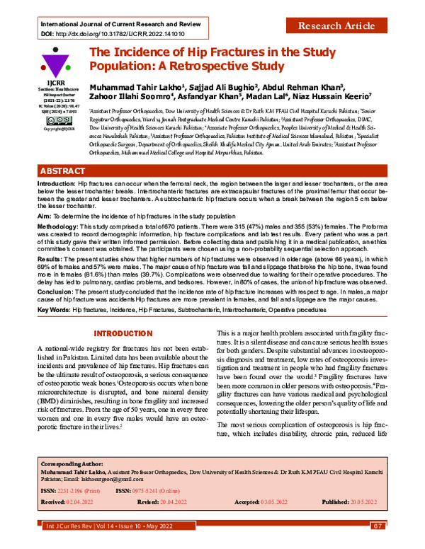 (PDF) The Incidence of Hip Fractures in the Study Population: A ...