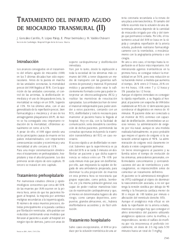 (PDF) Tratamiento del infarto agudo de miocardio transmural (II)