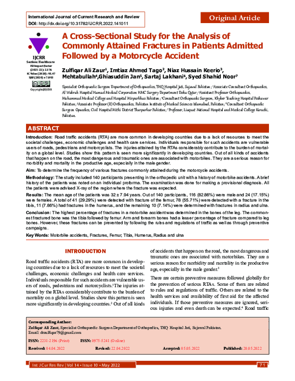 (PDF) A Cross-Sectional Study for the Analysis of Commonly Attained ...