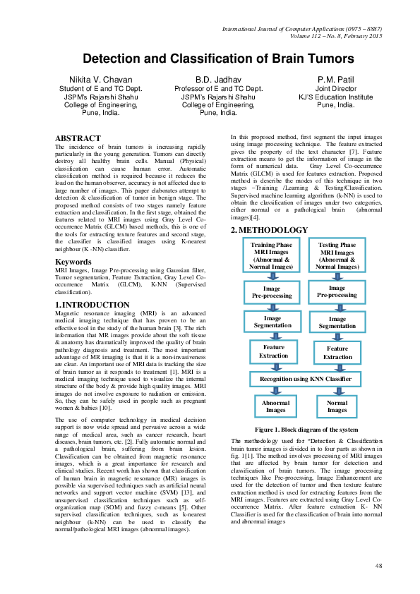 (PDF) Detection and Classification of Brain Tumors