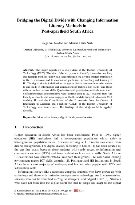 (PDF) Bridging the Digital Divide with Changing Information Literacy ...