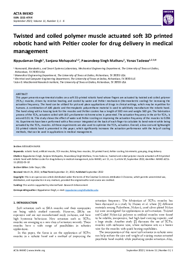 (PDF) Twisted and coiled polymer muscle actuated soft 3D printed robotic hand with Peltier ...