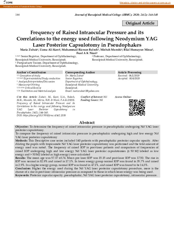 (PDF) Frequency of Raised Intraocular Pressure and its Correlations to ...