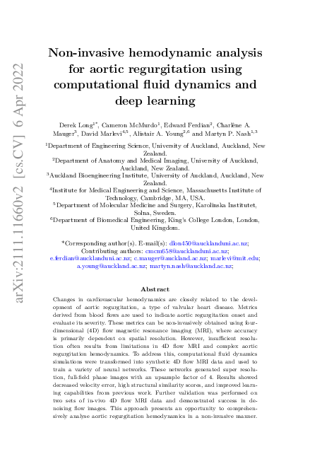 (PDF) Non-invasive hemodynamic analysis for aortic regurgitation using computational fluid ...