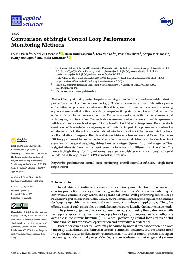 (PDF) Comparison of Single Control Loop Performance Monitoring Methods ...