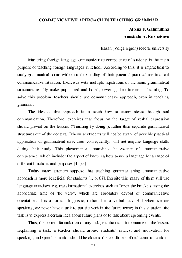 (PDF) Communicative approachin teaching grammar