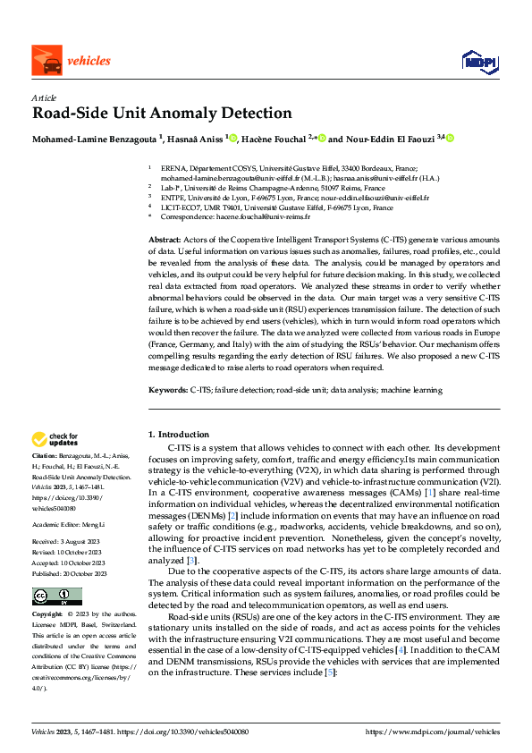 (PDF) Road-Side Unit Anomaly Detection