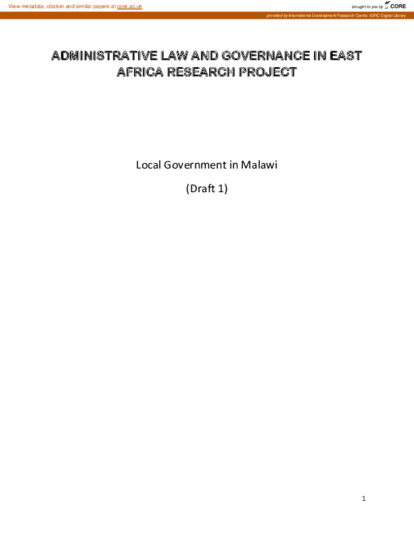 (PDF) Administrative law and governance in East Africa research project : local government in ...