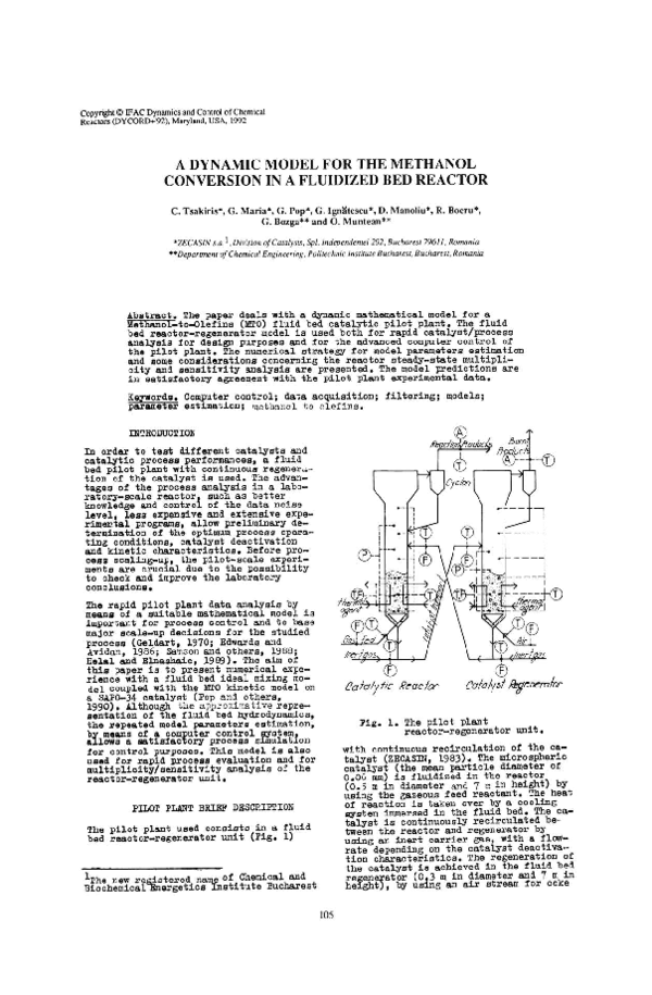 (PDF) A Dynamic Model for the Methanol Conversion in a Fluidized Bed ...