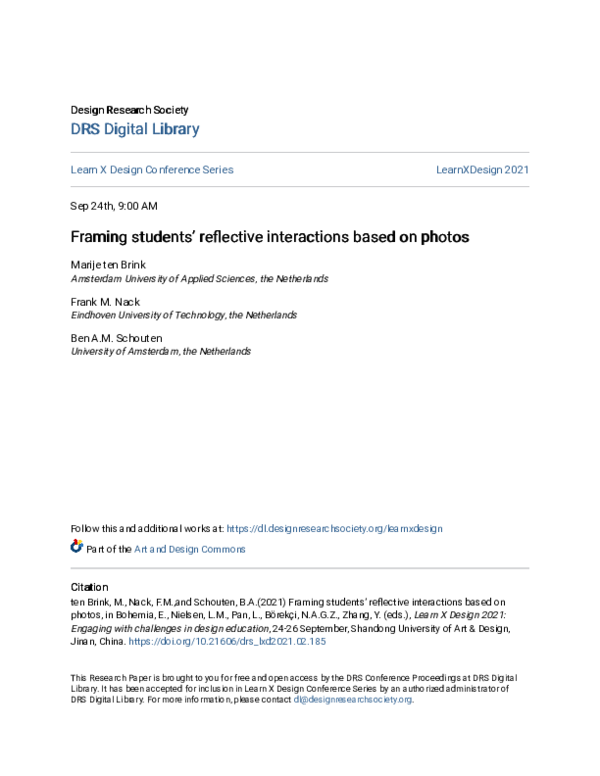 (PDF) Framing students’ reflective interactions based on photos