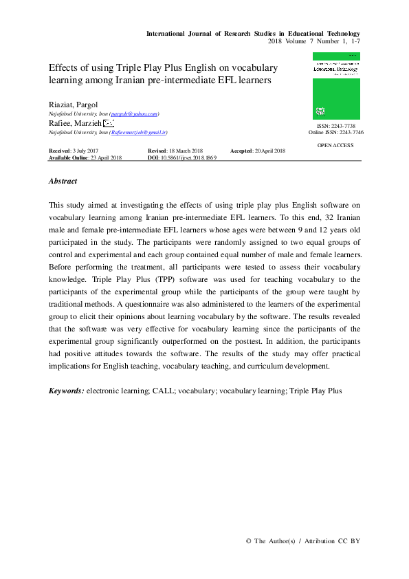 (PDF) Effects of using Triple Play Plus English on vocabulary learning ...