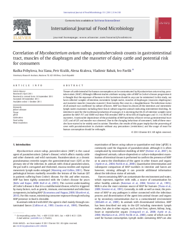 (PDF) Correlation of Mycobacterium avium subsp. paratuberculosis counts ...