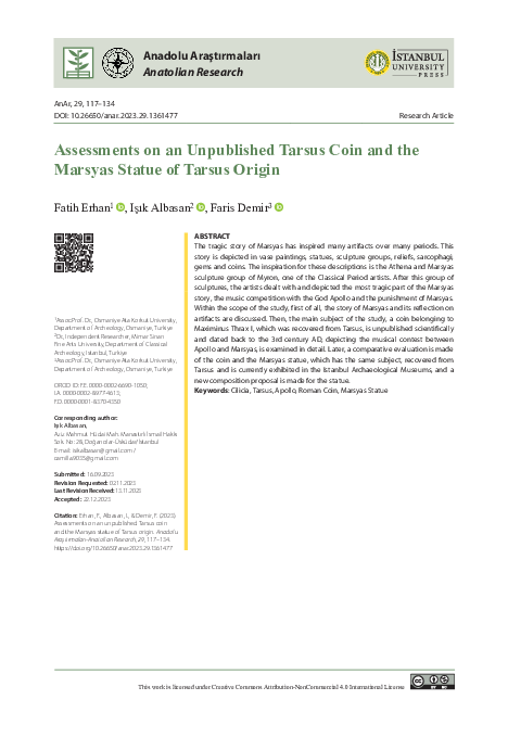 (PDF) Assessments on an Unpublished Tarsus Coin and the Marsyas Statue ...