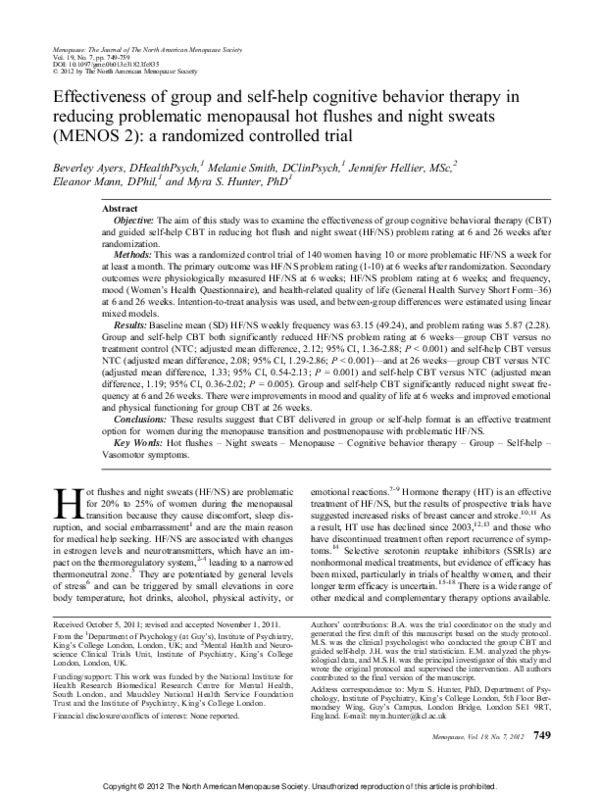 (PDF) Effectiveness of group and self-help cognitive behavior therapy in reducing problematic ...