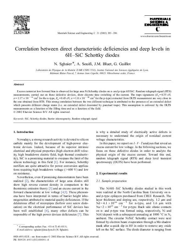 (PDF) Correlation between direct characteristic deficiencies and deep levels in 6H–SiC Schottky ...