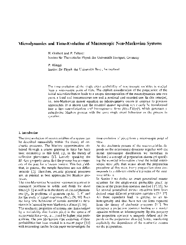 (PDF) Microdynamics and time-evolution of macroscopic non-Markovian systems