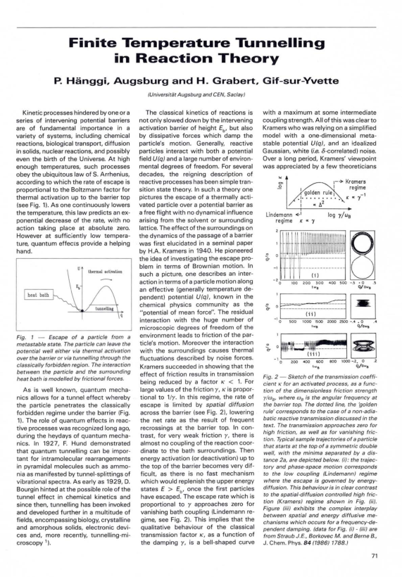 (PDF) Finite Temperature Tunnelling in Reaction Theory