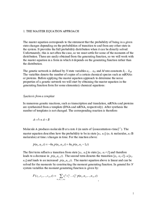 (PDF) The master equation approach