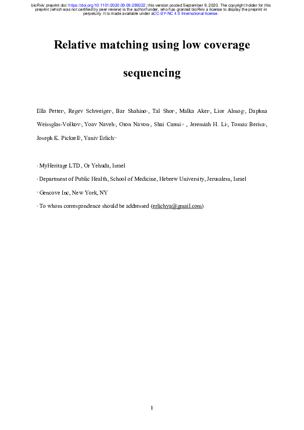 (PDF) Relative matching using low coverage sequencing