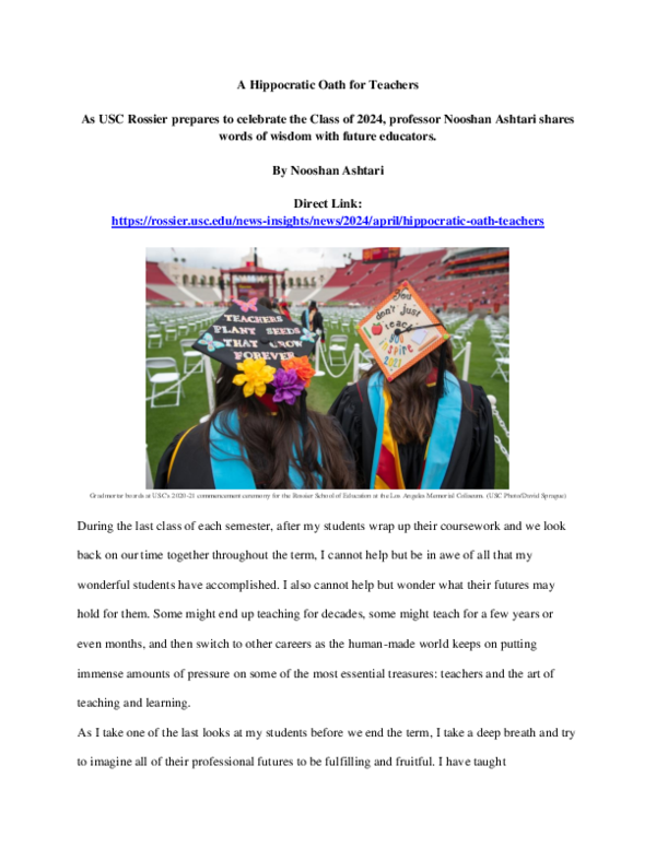 (PDF) A Hippocratic Oath for Teachers
