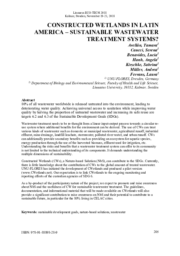 (PDF) Constructed wetlands in Latin America: sustainable wastewater ...