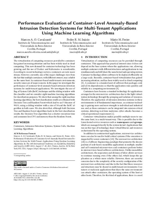 (PDF) Performance Evaluation of Container-Level Anomaly-Based Intrusion Detection Systems for ...