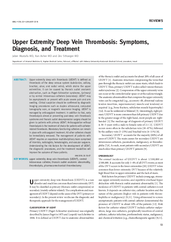 (PDF) Upper Extremity Deep Vein Thrombosis: Symptoms, Diagnosis, and ...