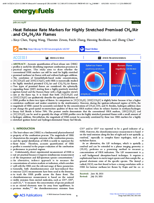 (PDF) Heat Release Rate Markers for Highly Stretched Premixed CH4/Air ...