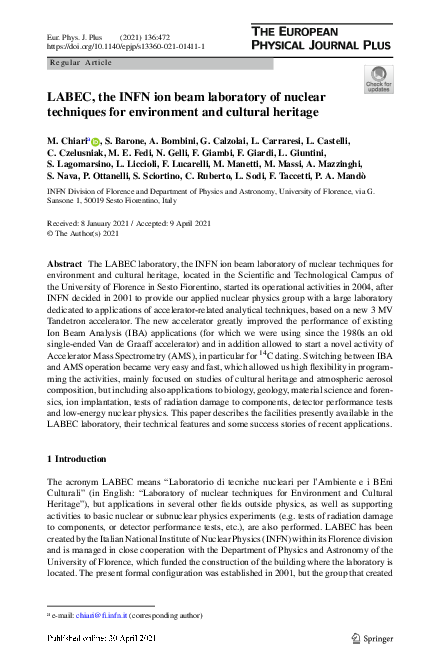 (PDF) LABEC, the INFN ion beam laboratory of nuclear techniques for ...