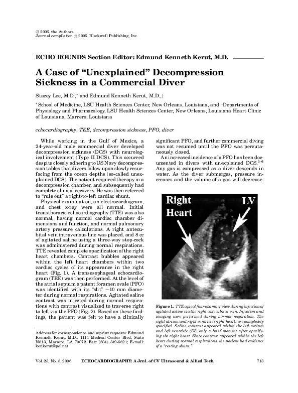 (PDF) A Case of "Unexplained" Decompression Sickness in a Commercial Diver
