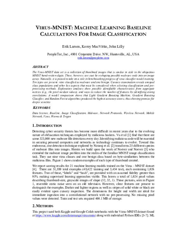 (PDF) Virus-MNIST: Machine Learning Baseline Calculations for Image ... (PDF) Virus-MNIST: Machine Learning Baseline Calculations for Image ...