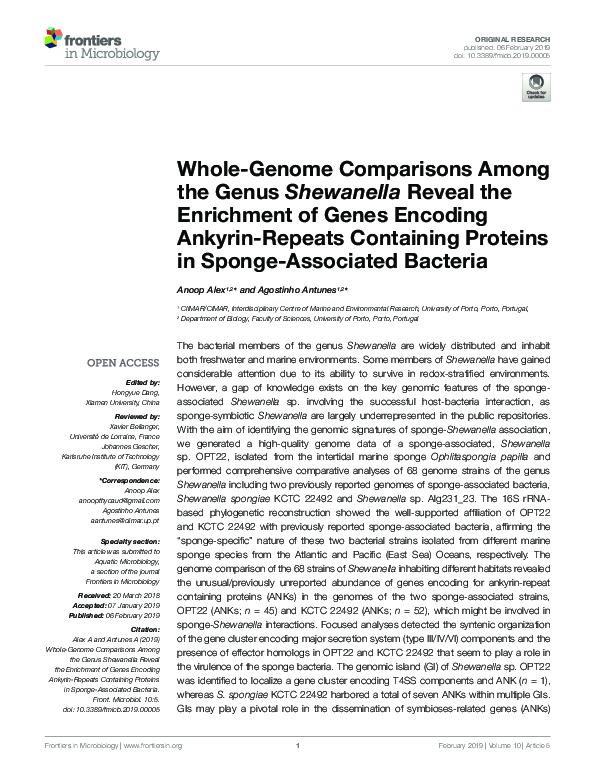 (PDF) Whole-Genome Comparisons Among the Genus Shewanella Reveal the ...