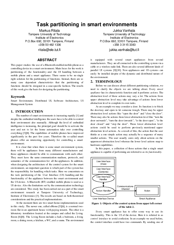 (PDF) Case-Specific Task Partitioning in Smart Environments