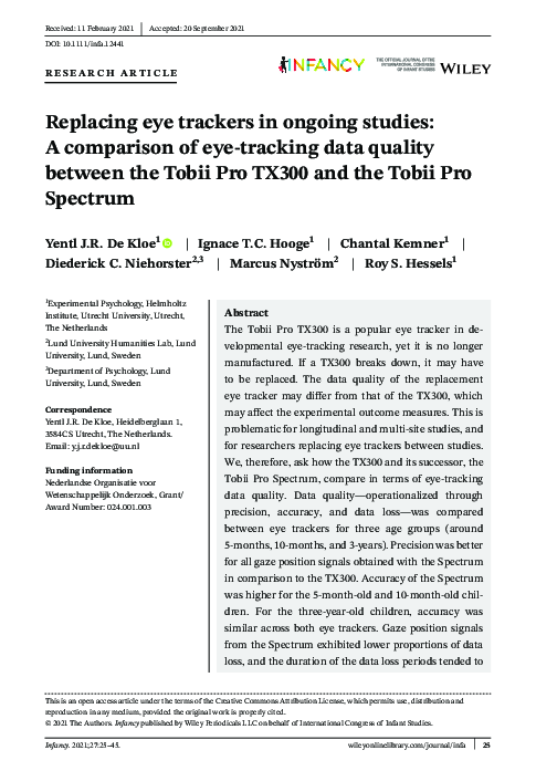 (PDF) Replacing eye trackers in ongoing studies: A comparison of eye‐tracking data quality ...