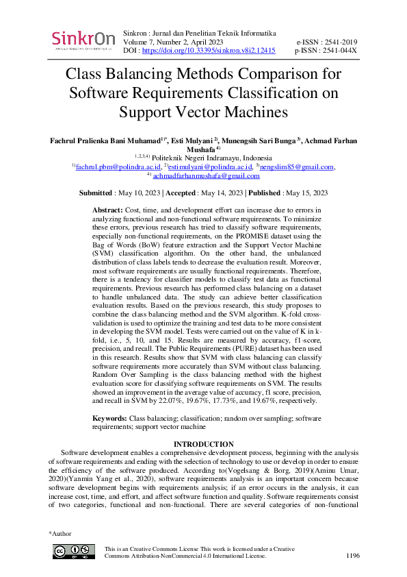 (PDF) Class Balancing Methods Comparison for Software Requirements ...