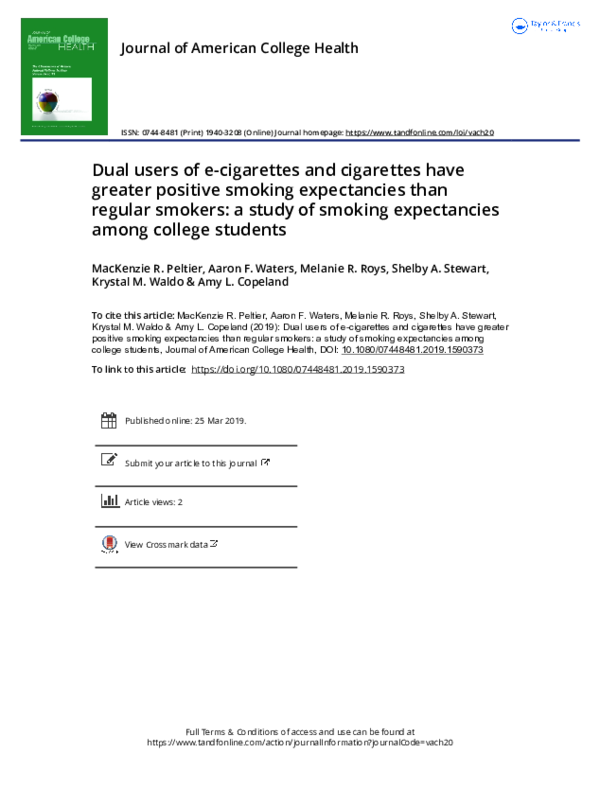(PDF) Dual users of e-cigarettes and cigarettes have greater positive ...