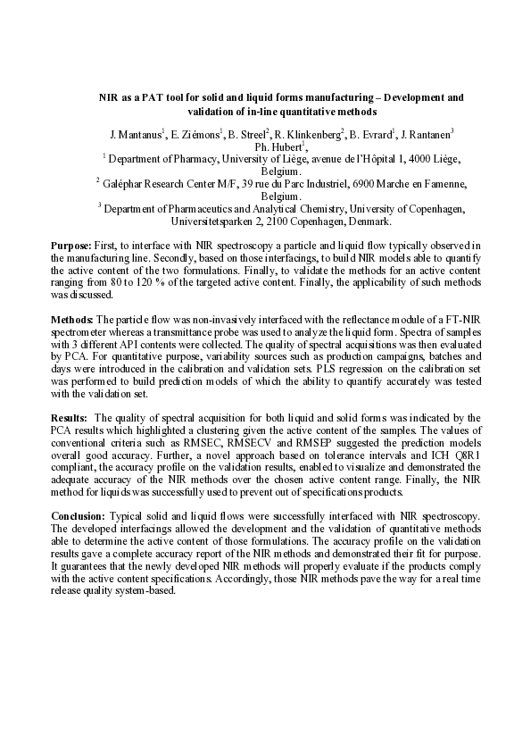 (PDF) NIR as a PAT tool for solid and liquid forms manufacturing ...