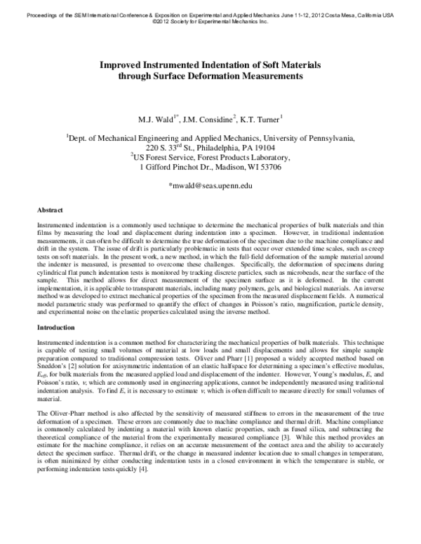 (PDF) Improved instrumented indentation of soft materials through ...