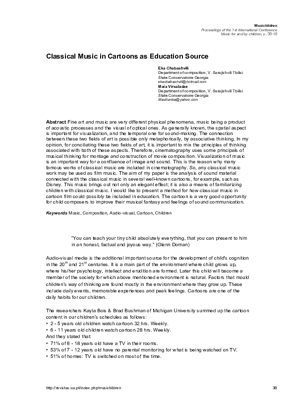 (PDF) Classical Music in Cartoons as Education Source
