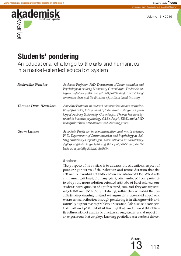 (PDF) Students’ pondering