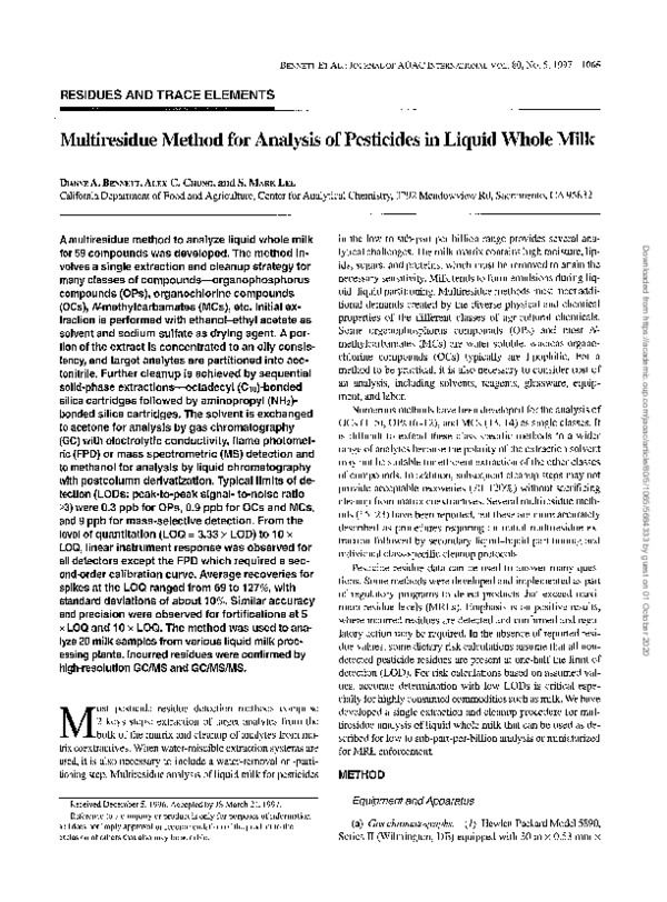 (PDF) Multi-residue method for the analysis of pesticides in Arabica coffee using liquid ...