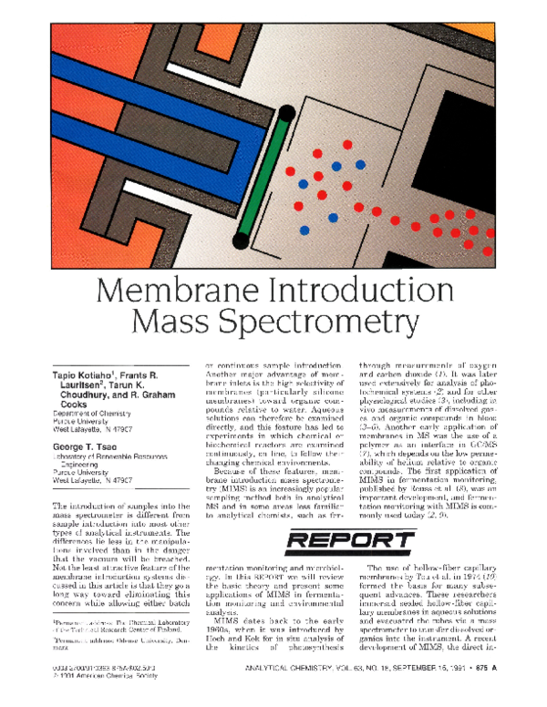 (PDF) Membrane introduction mass spectrometry
