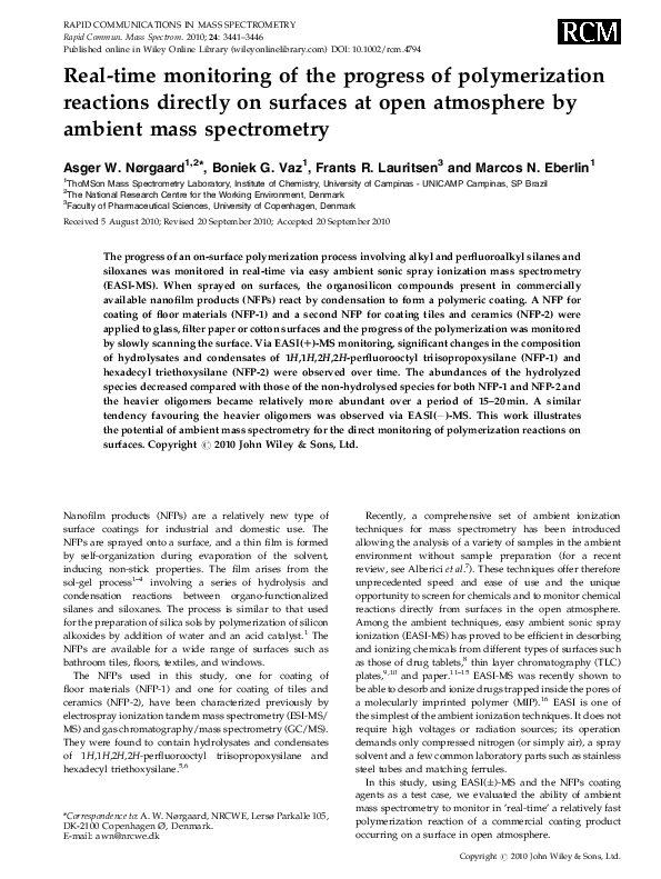 (PDF) Real-time monitoring of the progress of polymerization reactions ...