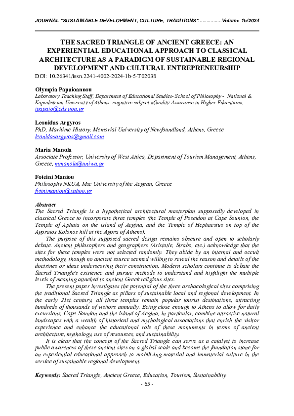 (PDF) THE SACRED TRIANGLE OF ANCIENT GREECE: AN EXPERIENTIAL ...