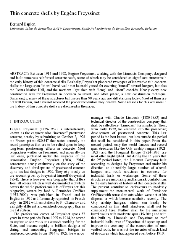 (PDF) Thin concrete shells by Eugène Freyssinet