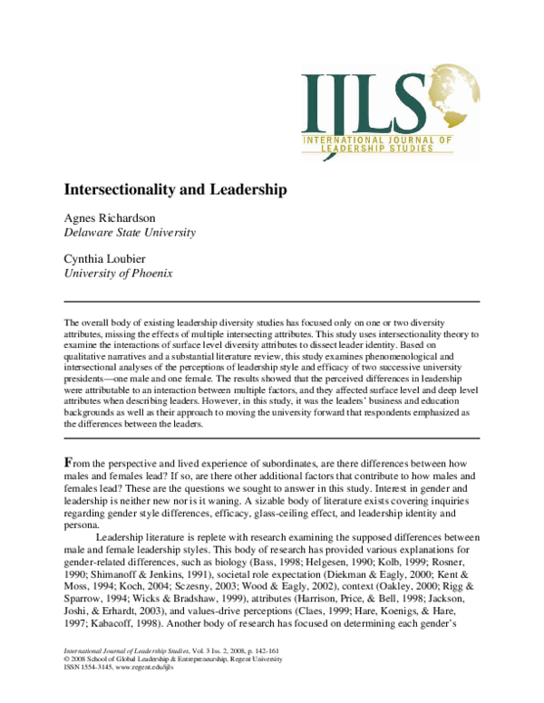 (PDF) Intersectionality and leadership