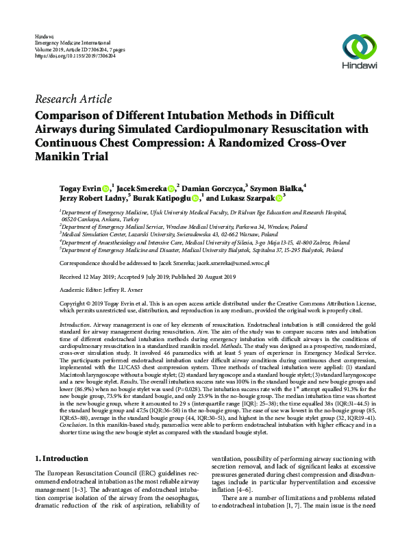 (PDF) Comparison of Different Intubation Methods in Difficult Airways ...